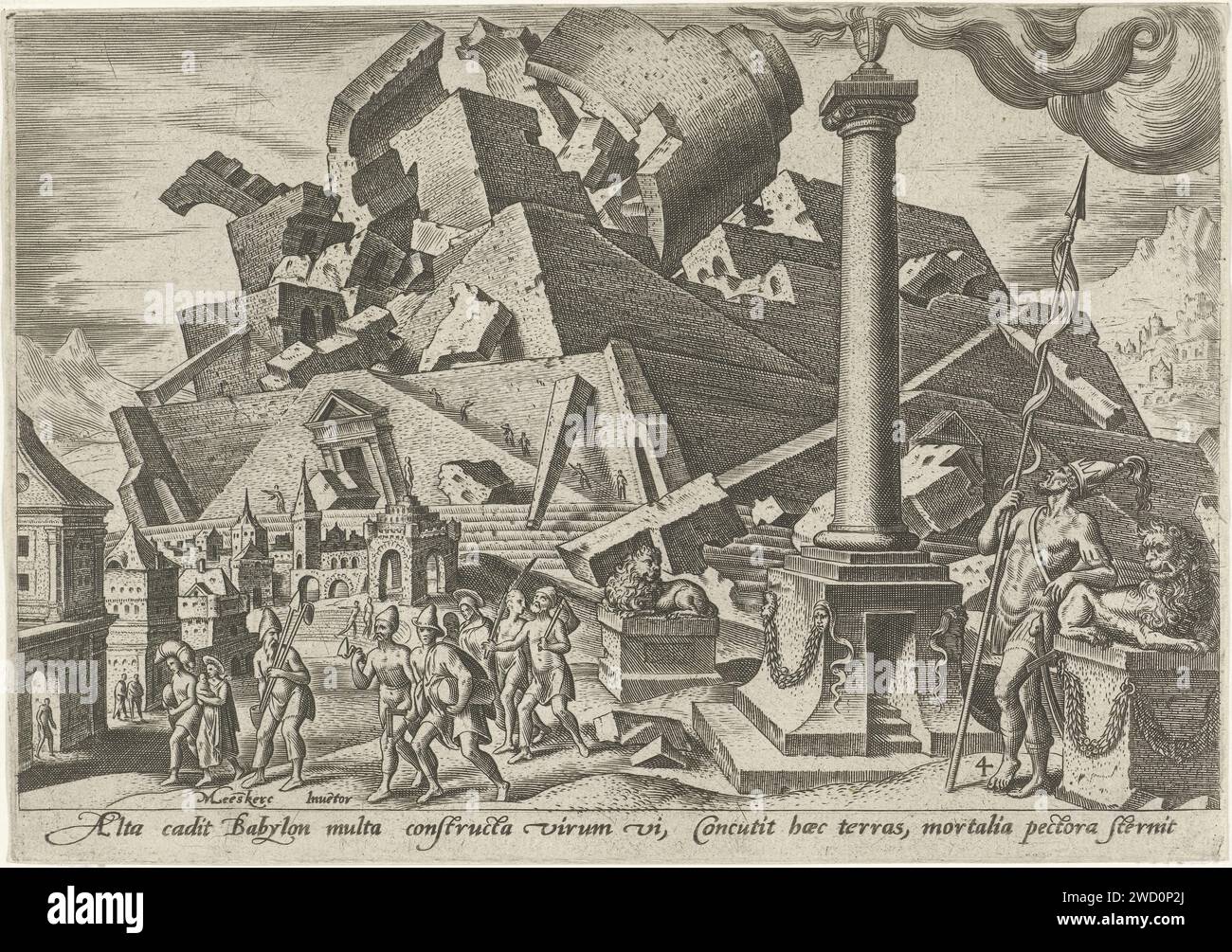 The destruction of the tower of Babel, Philips Galle, After Maarten van ...