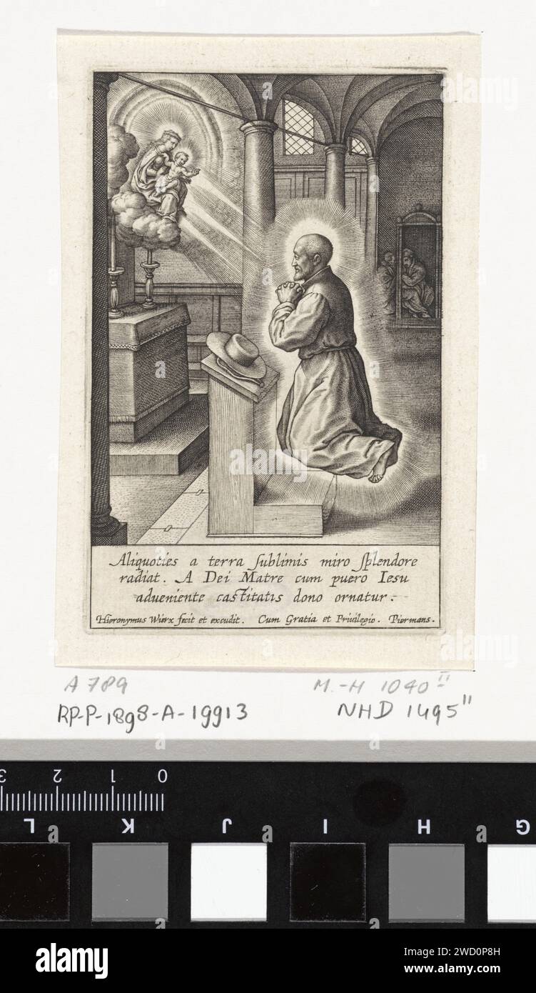 Ignatius van Loyola has a vision of Mary with the Christkind, Hieronymus Wierix, 1611 - 1615 ...