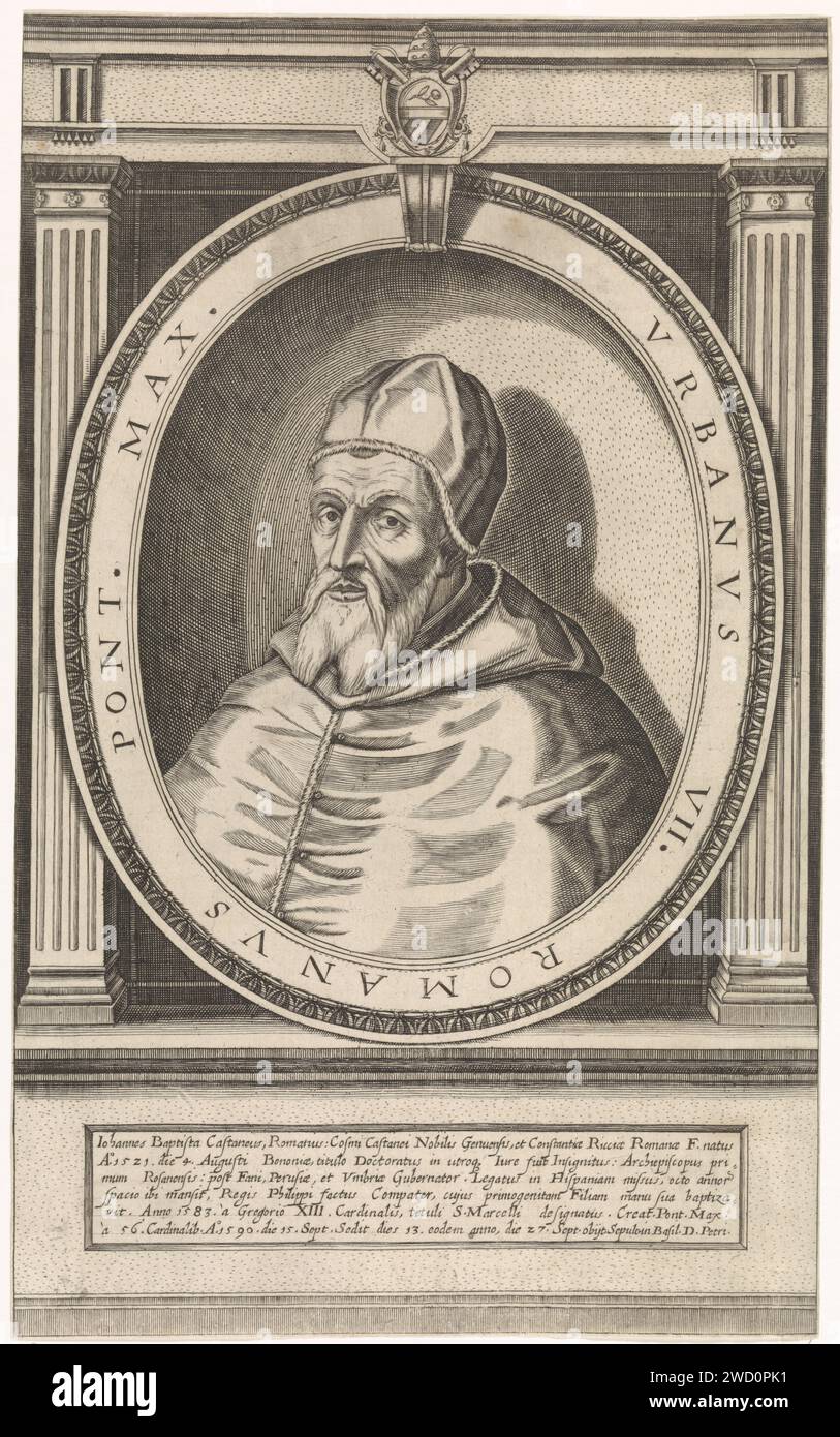 Portrait of Pope Urbanus VII, Friedrich van Hulsen, 1590 - 1665 print ...
