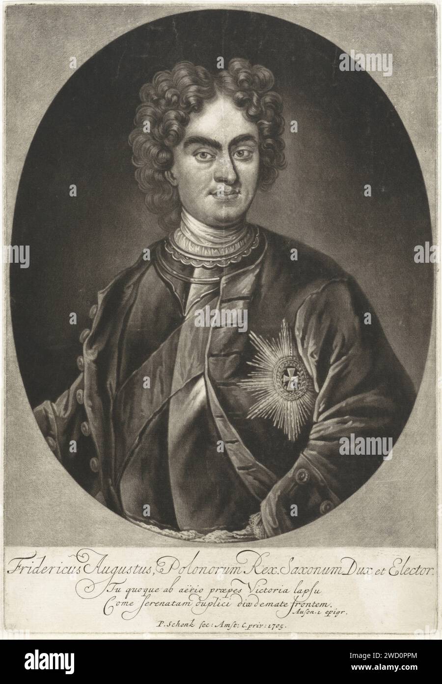 Portrait Of August Ii King Of Poland Pieter Schenk I 1705 Print