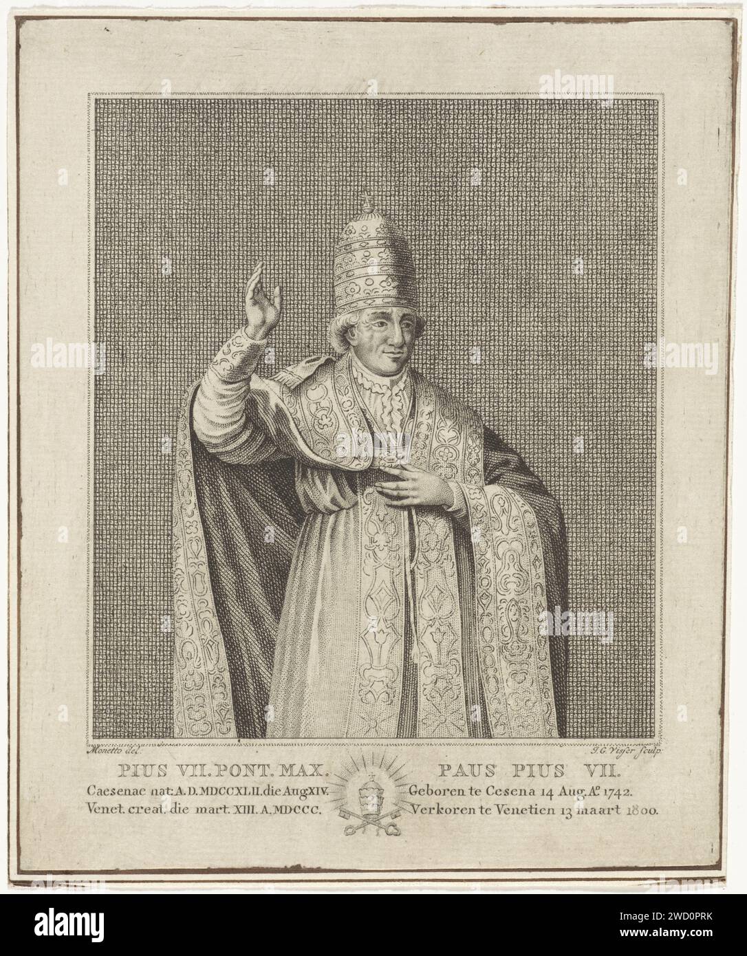 Portrait of Pope Pius VII, Jan Gerritsz. Visser, After Monetto, 1800 ...