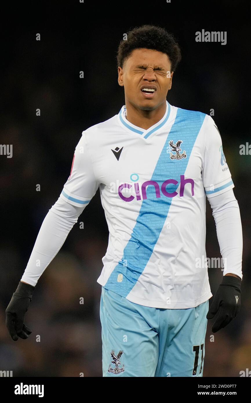Liverpool, UK. 17th Jan, 2024. Matheus França of Crystal Palace reacts ...