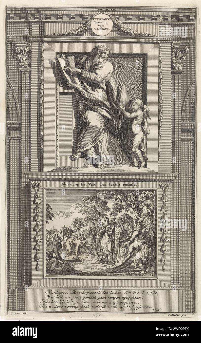H. Cyprianus van Carthage, Jan Luyken, after Jan Goeree, 1698 print The ...