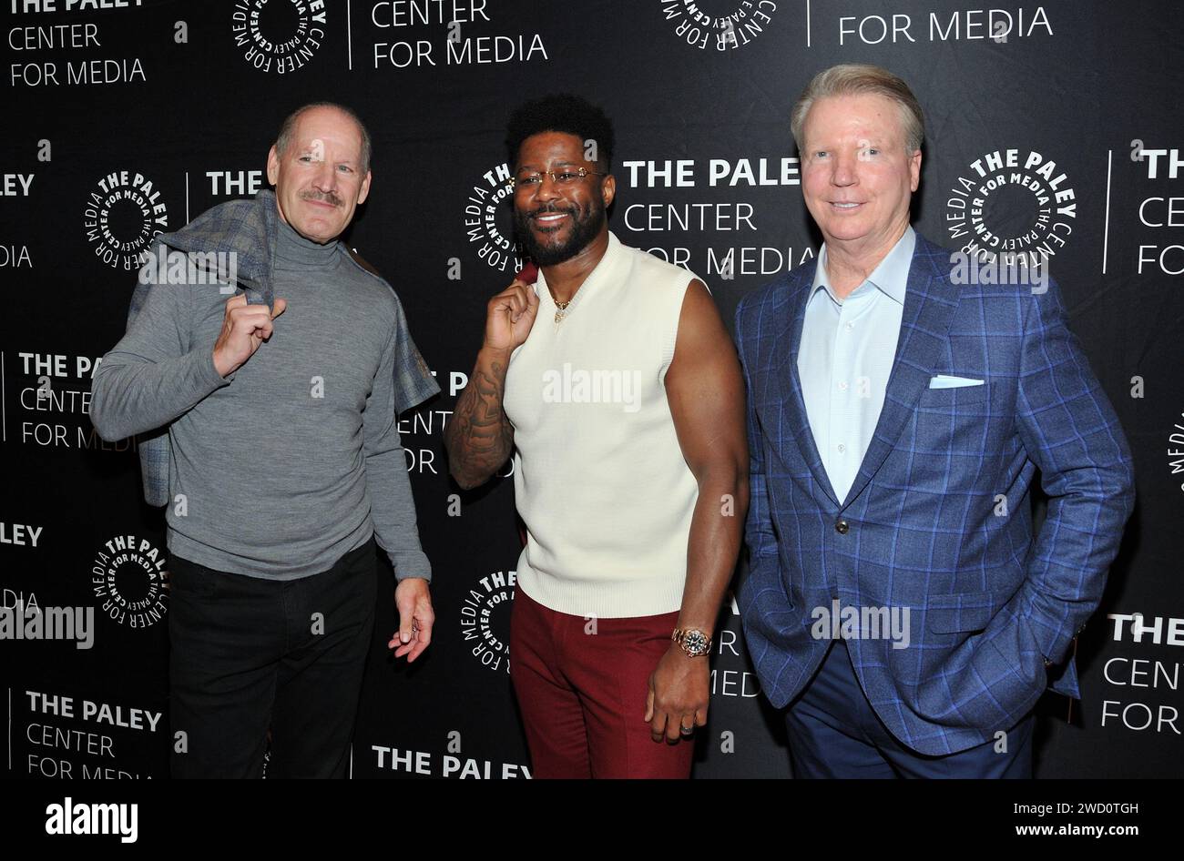 New York, USA. 17th Jan, 2024. L-R: Bill Cowher, Nate Burleson and ...
