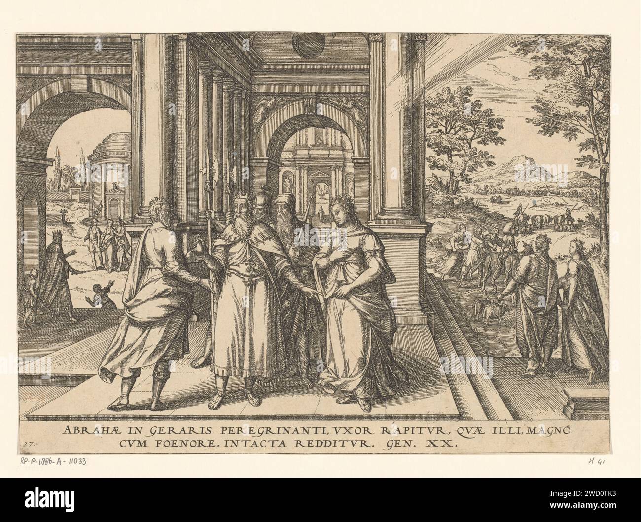 Abraham and Sara at King Abimelech, Symon Novelanus (Attributed to), 1577 - 1627 print Abraham ...