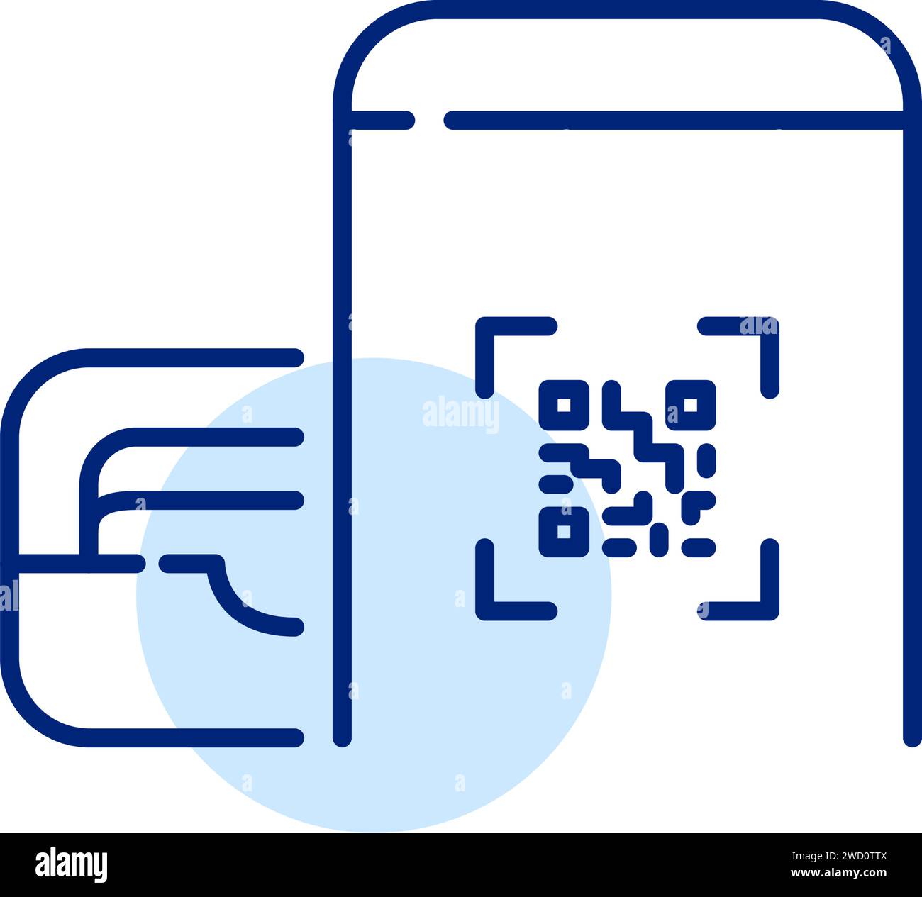 Card wallet, qr code payment. Smartphone banking app. Pixel perfect, editable stroke Stock ...