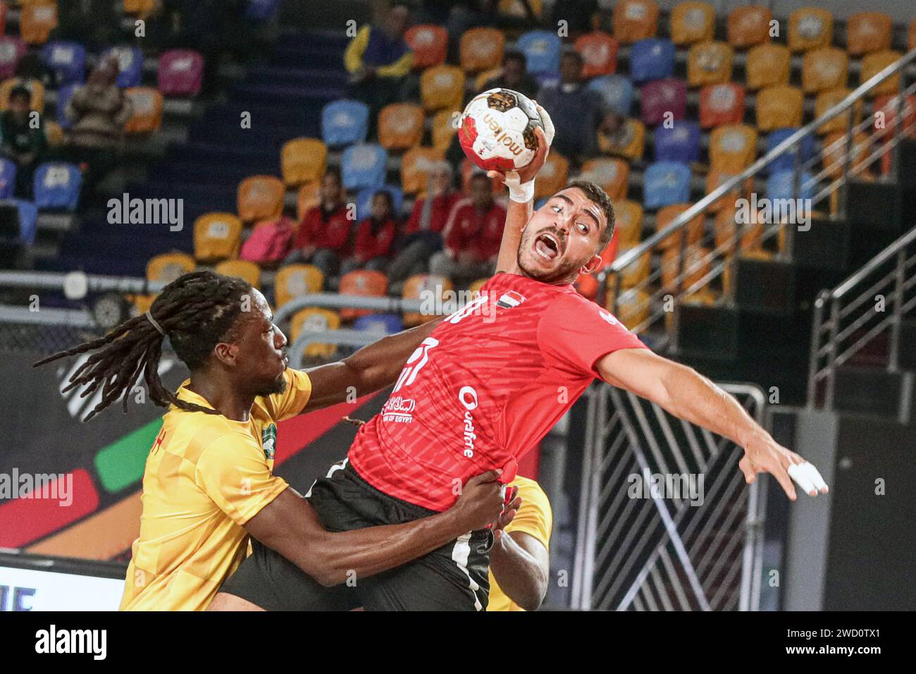 Cairo, Egypt. 17th Jan, 2024. Abdelrahman Abdou (R) of Egypt competes ...