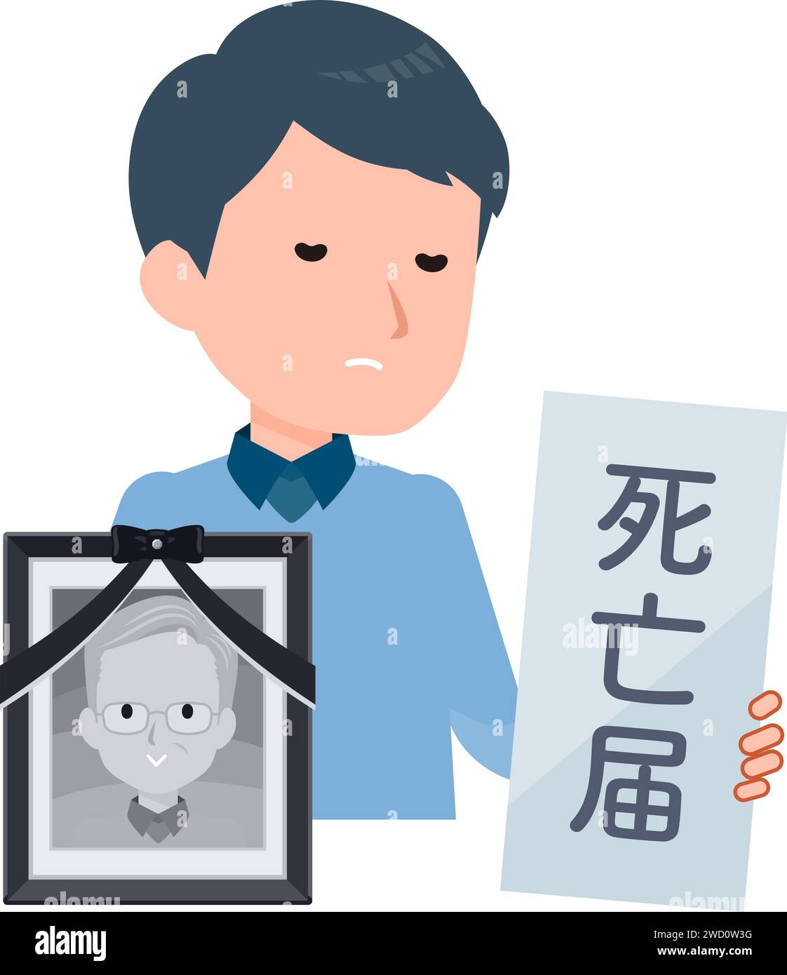 A man submitting a death notification.Vector art that is easy to edit ...