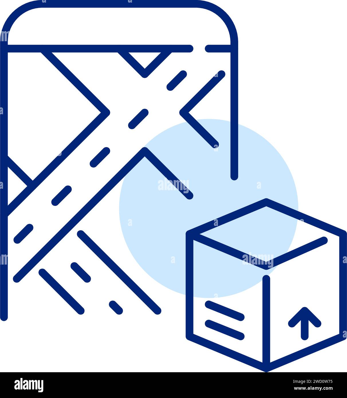 Delivery address. Map and parcel box. Pixel perfect, editable stroke ...