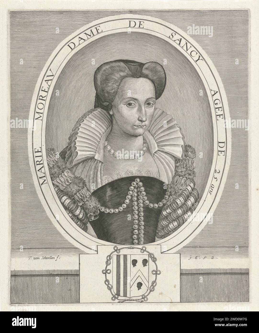 Portret van Marie Moreau, Theodor van Pony (ii), 1652 print Portrait of ...