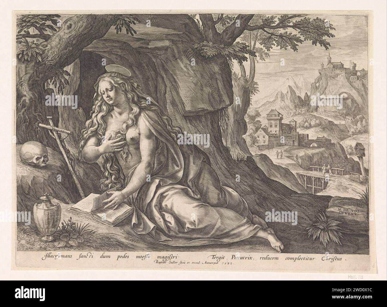 Maria Magdalena in the wilderness, Raphaël Sadeler (I), After Maerten ...