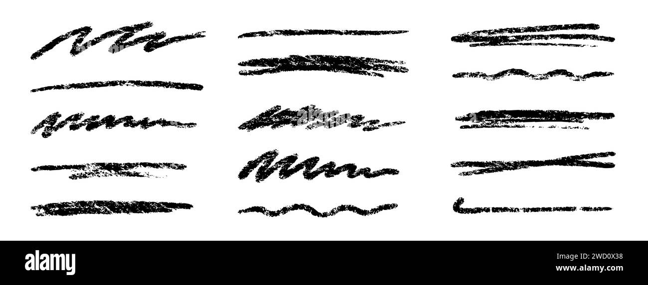 Crayon brush stroke underline. Chalk pen highlight stroke. Vector hand ...