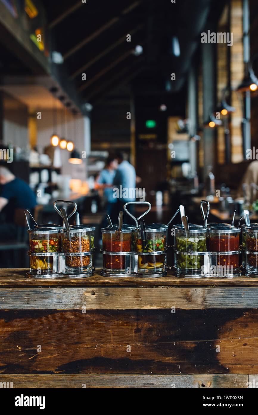 sets of spice trays at Isan style Thai restaurant Stock Photo - Alamy