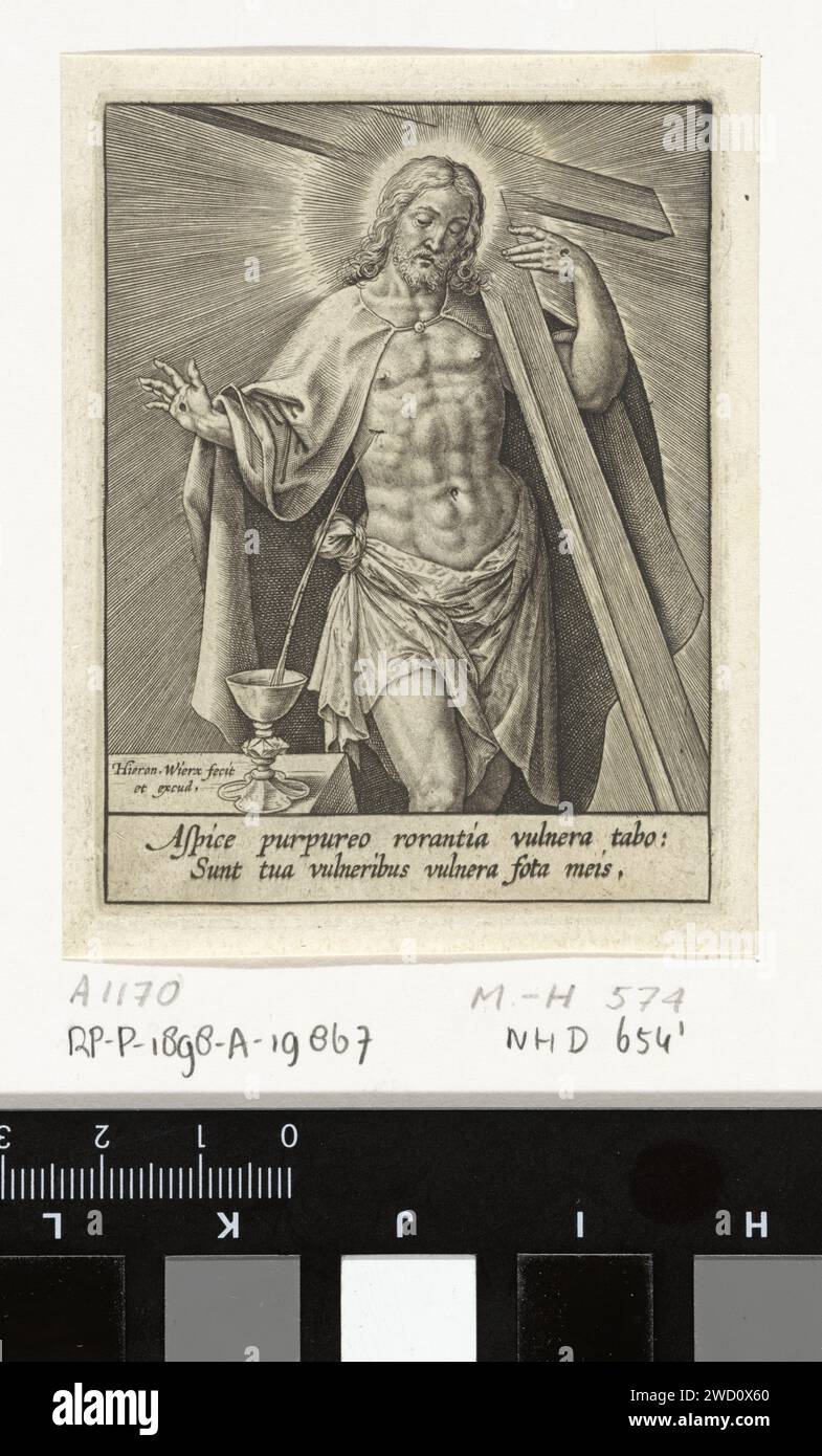 Christ with His Cross, Hieronymus Wierix, 1563 - Before 1619 print Christ wears his cross on his ...