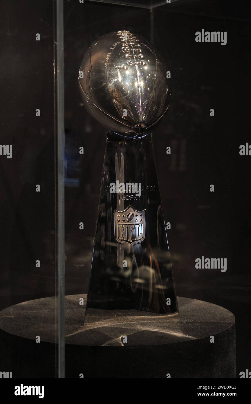 New York, USA. 17th Jan, 2024. The Vince Lombardi Super Bowl trophy on ...