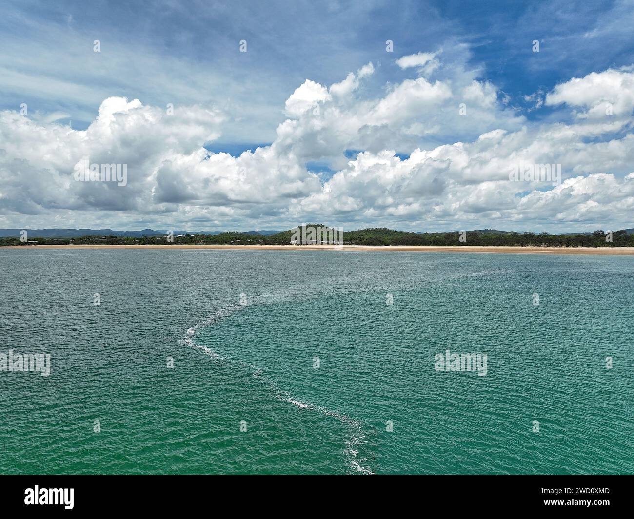 Drone view of ocean towards land Stock Photo - Alamy