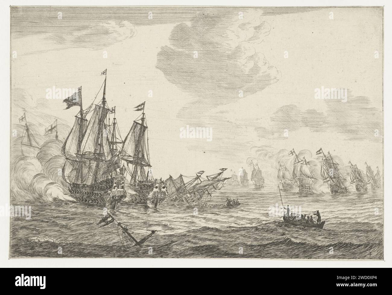 Sea battle, Reinier Nooms, 1652 - 1670 print Sea battle between Dutch ...