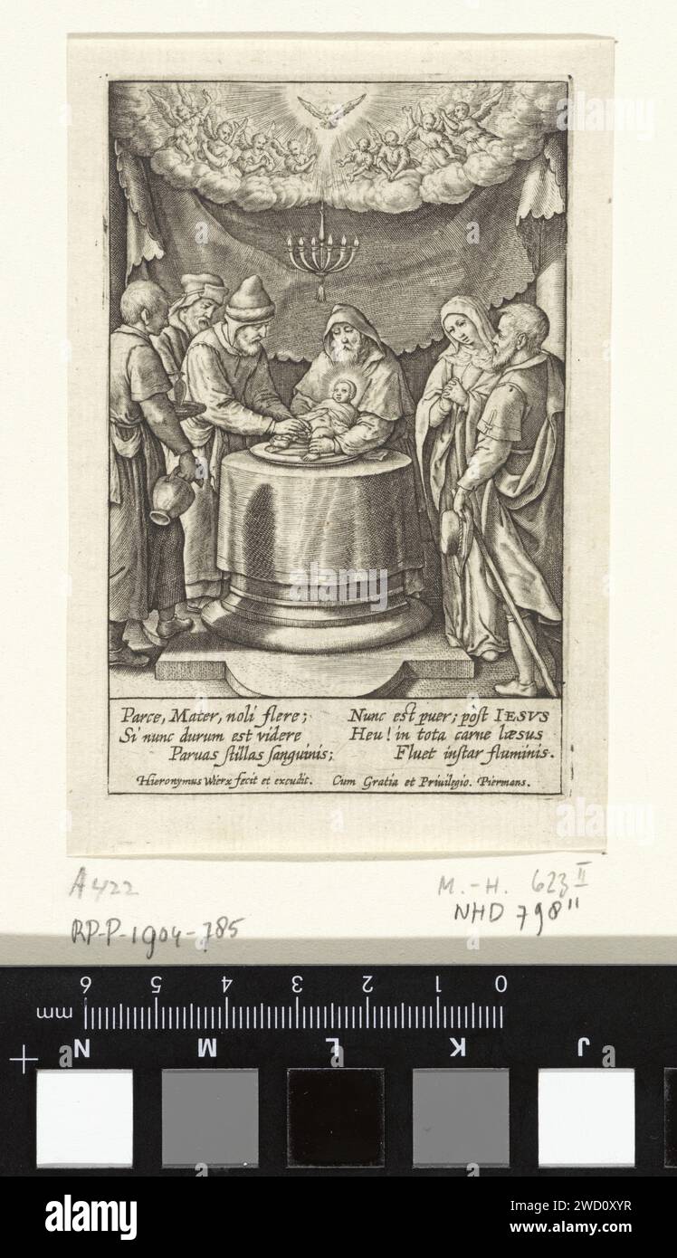 Circumcision of Christ, Hieronymus Wierix, 1563 - Before 1619 print The Christ child is ...
