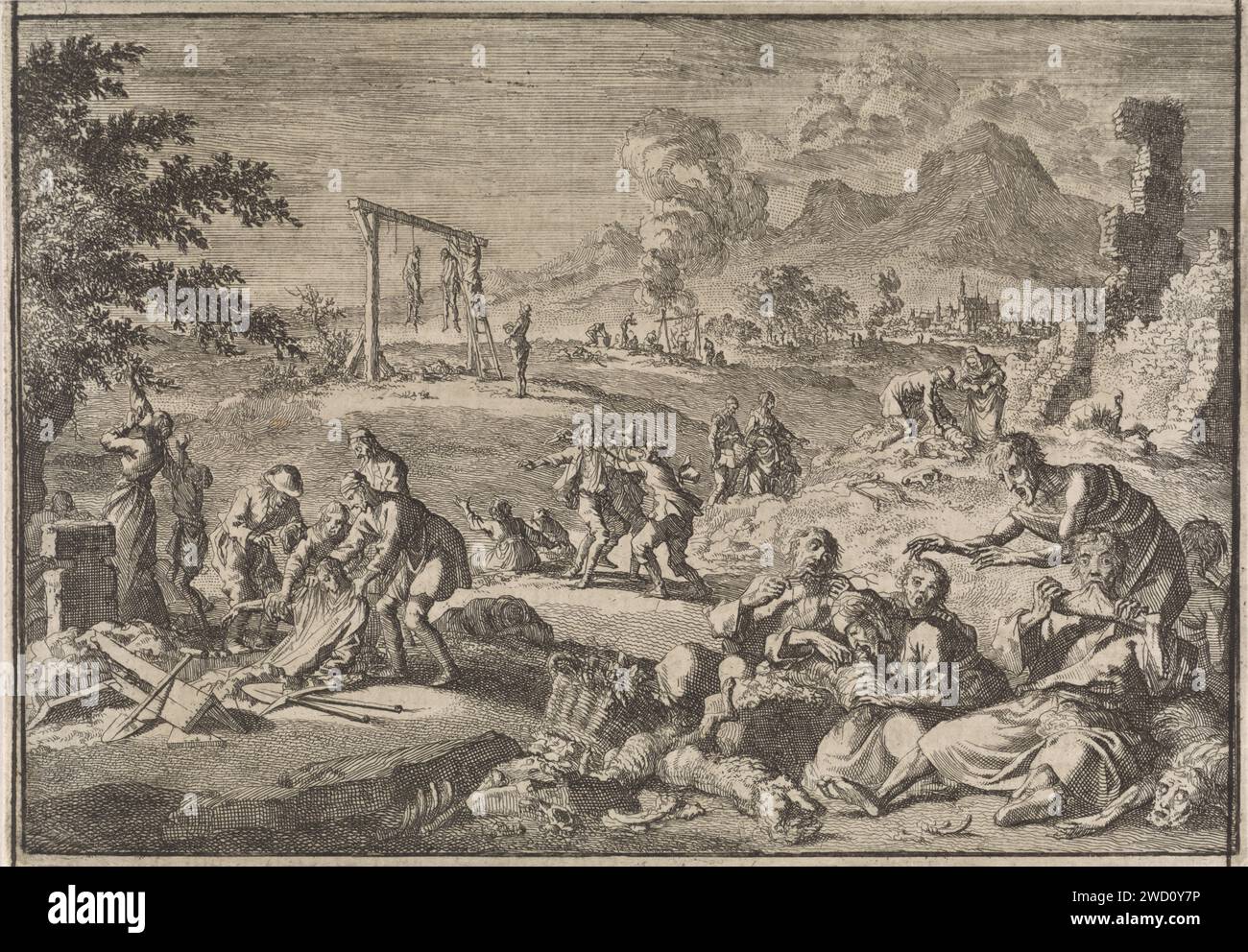 Hunger Nood in Germany, 1637, Caspar Luyken (attributed to), 1701 print ...