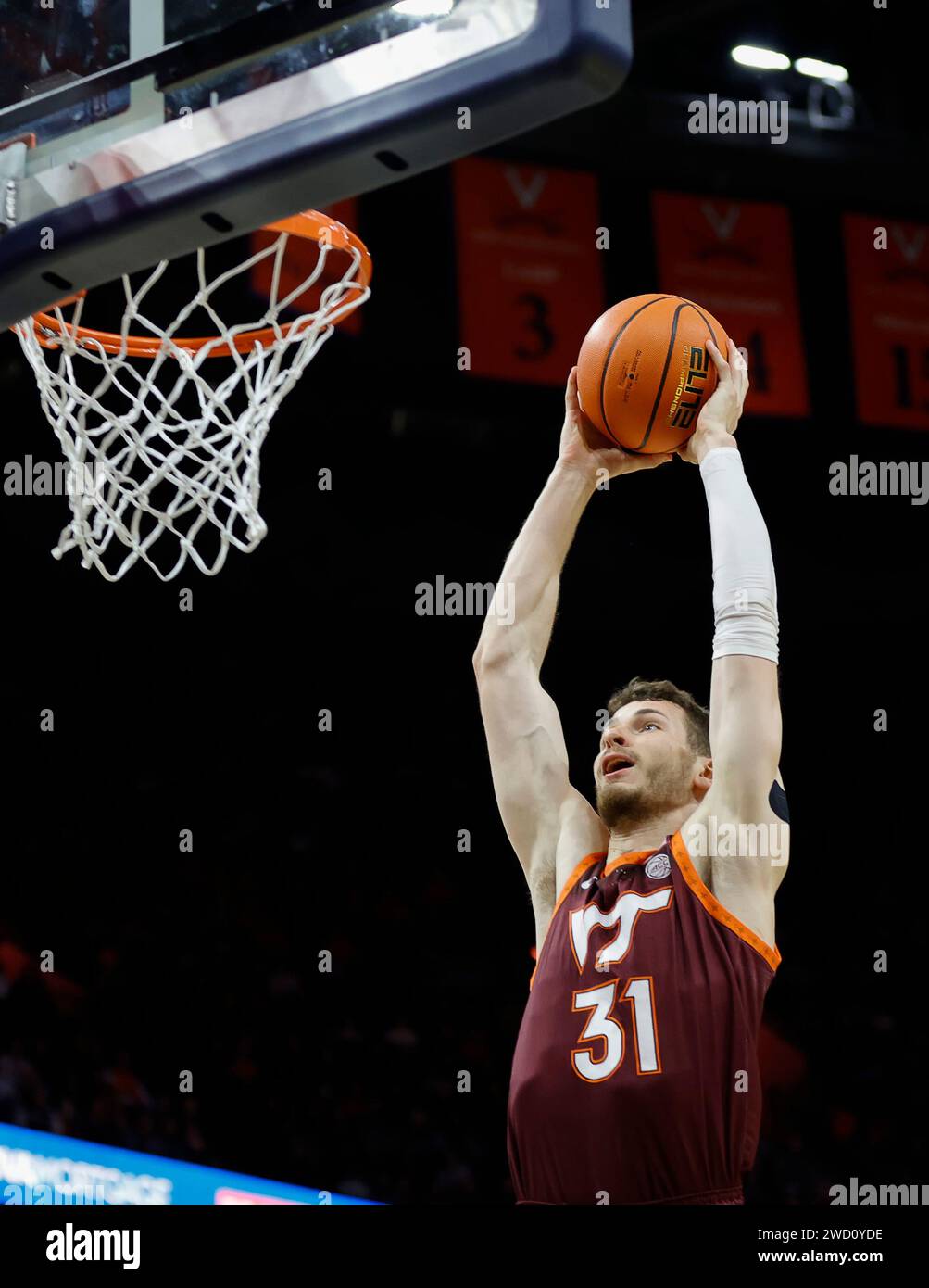 Charlottesville, VA, USA. 17th Jan, 2023. Virginia Tech Hokies Forward ...