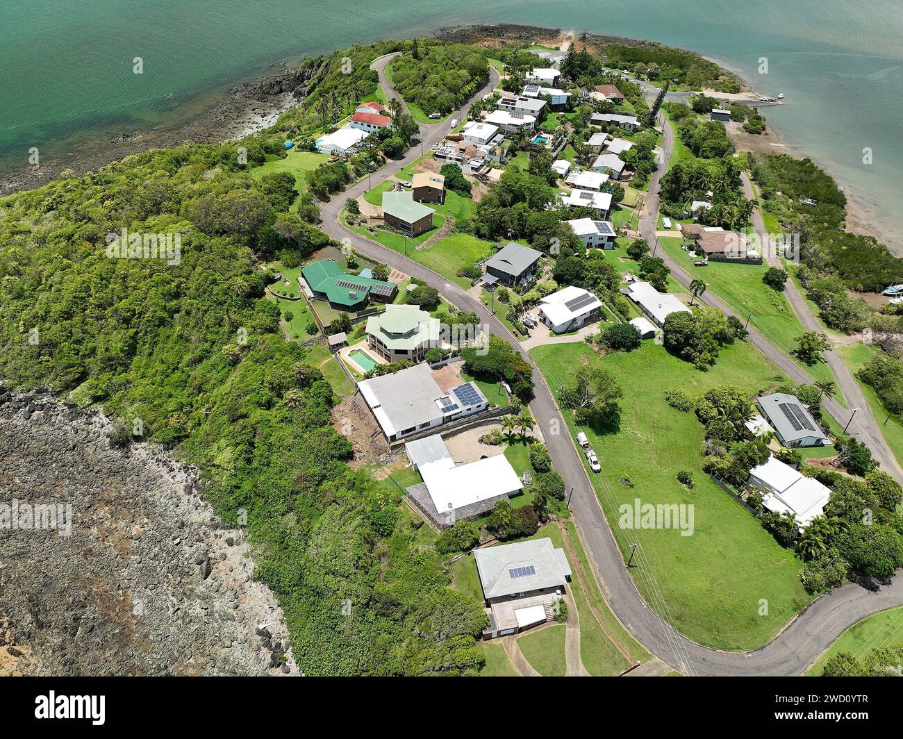 Drone view of hilltop residences Stock Photo - Alamy