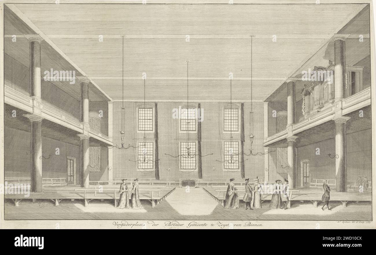 Interior of the meeting room on the Broederplein in Zeist, Hendrik ...