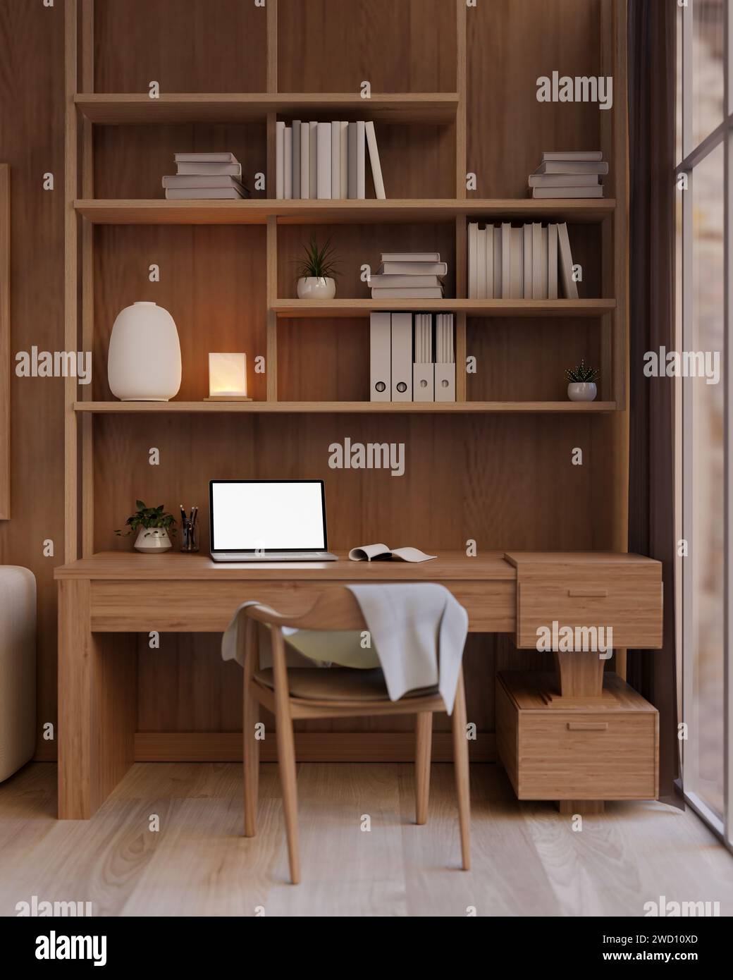 Interior design of a modern, luxury private office or home office with ...