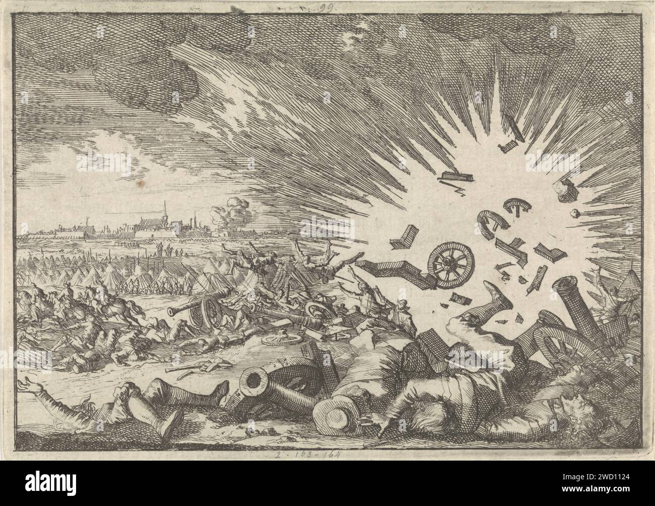 Explosion of a French powder magazine during the siege of Namur, 1640 ...