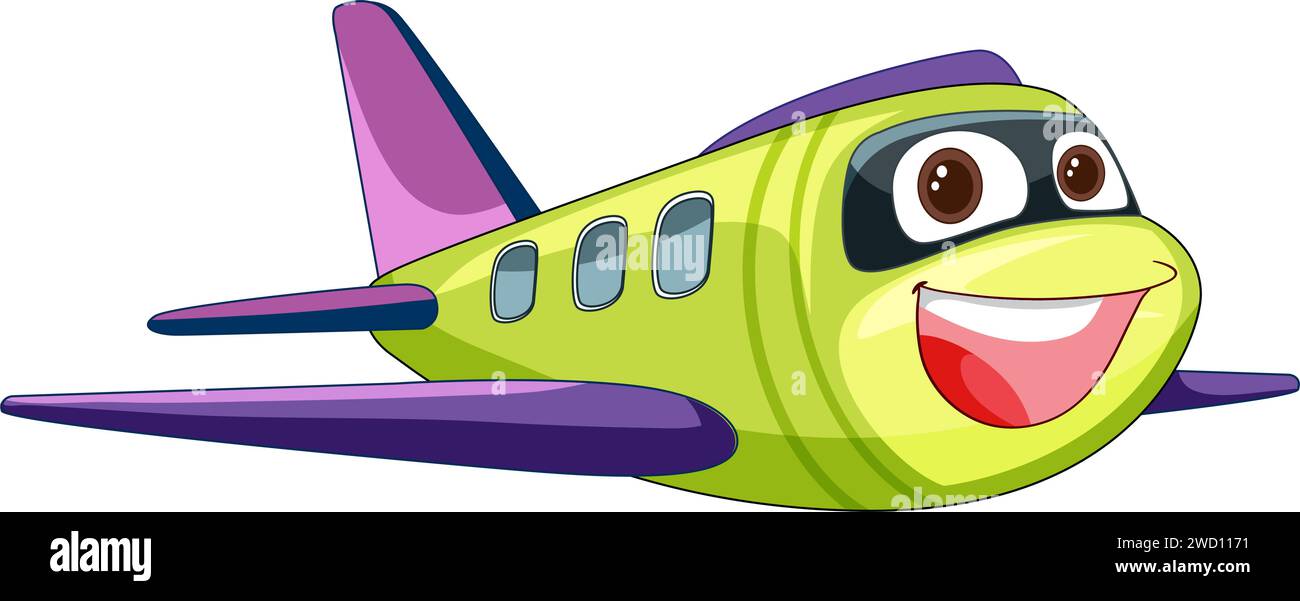 Colorful, smiling airplane with a cartoonish look Stock Vector Image ...