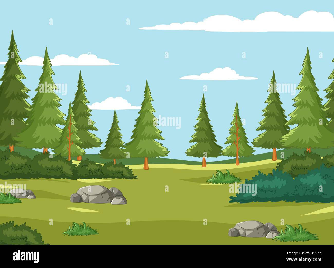 Vector image of a peaceful forest clearing scene Stock Vector Image ...