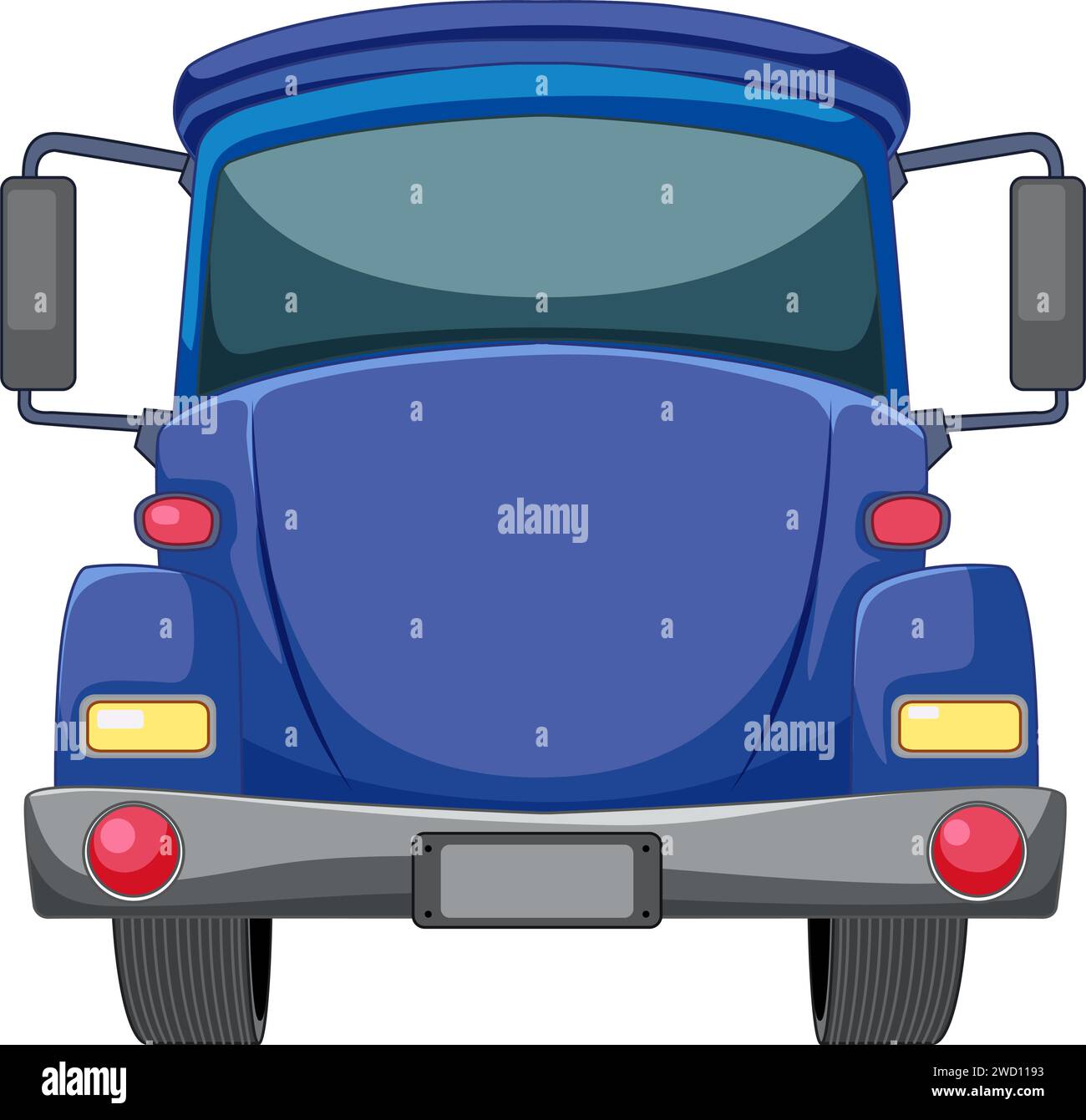 Rear view of a blue cartoon-style vehicle illustration Stock Vector ...
