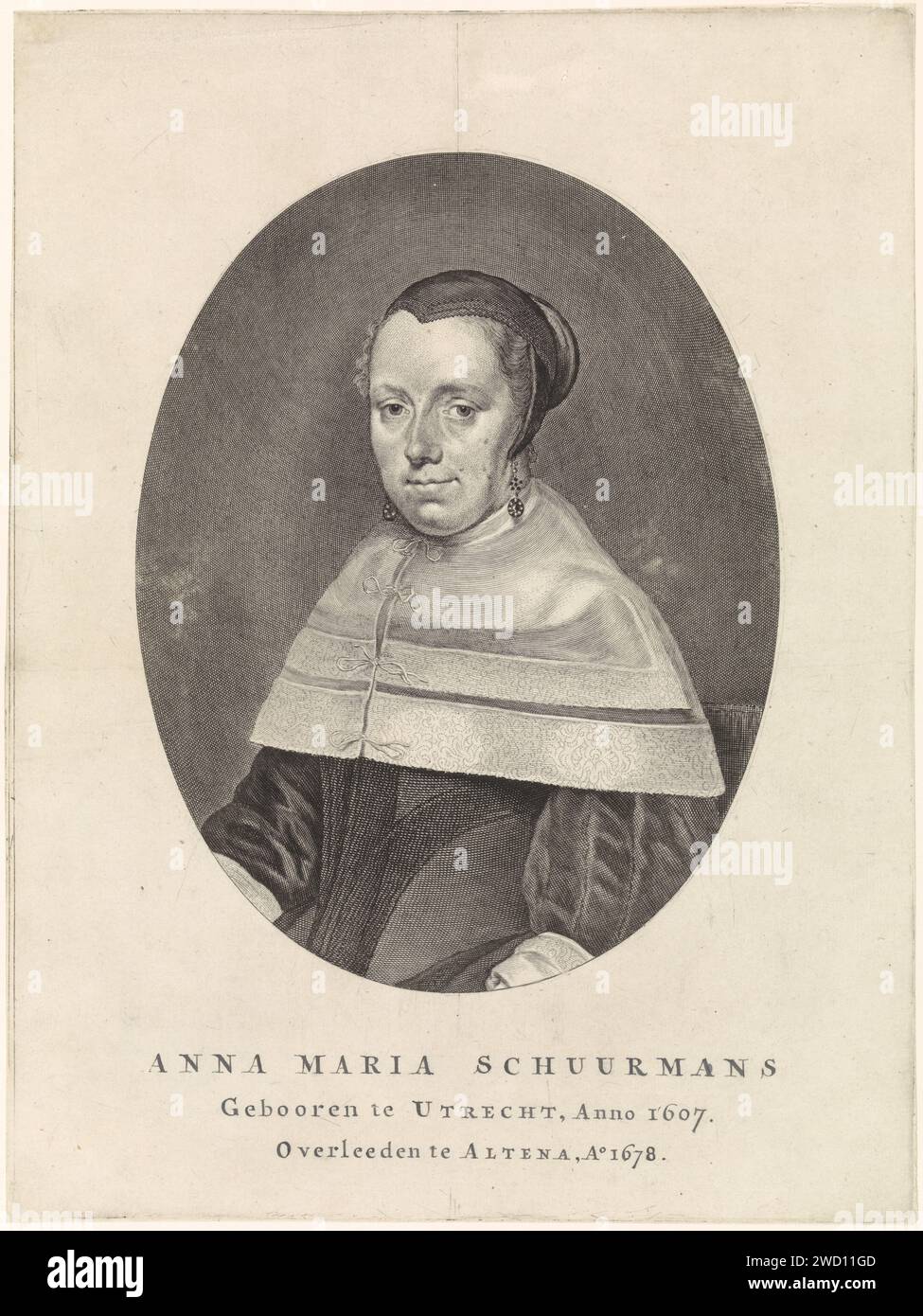 Portret Van Maria Matham, Theodor Matham, 1615 - 1676 print Portrait of ...