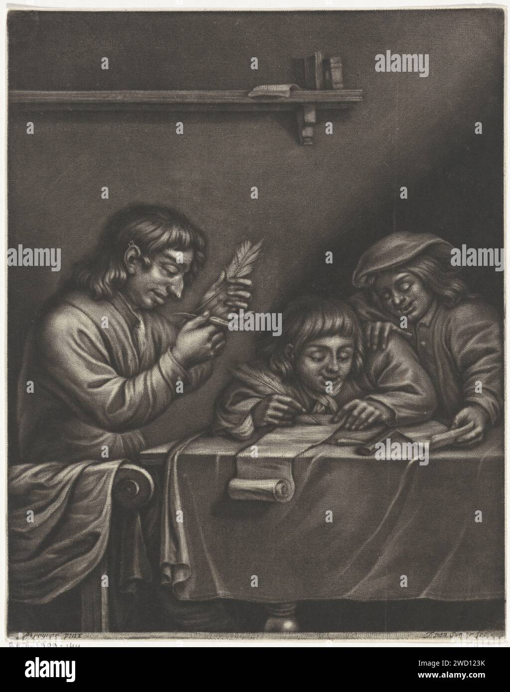 Schoolmeester takes his pen, Jan van Somer, after Adriaen Brouwer, 1655 ...