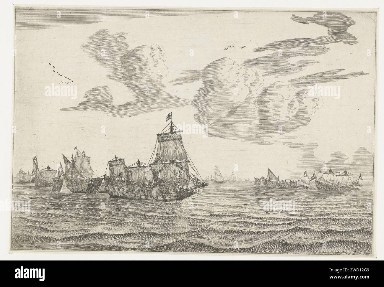 After the sea battle, Reinier Nooms, 1652 - 1670 print Cuppted and ...