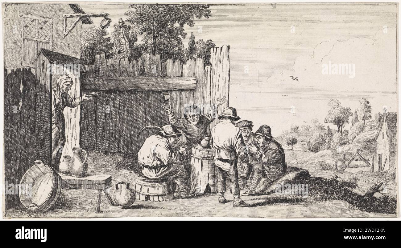 Five farmers around a ton, Anonymous, After David Teniers (II), 1626 ...