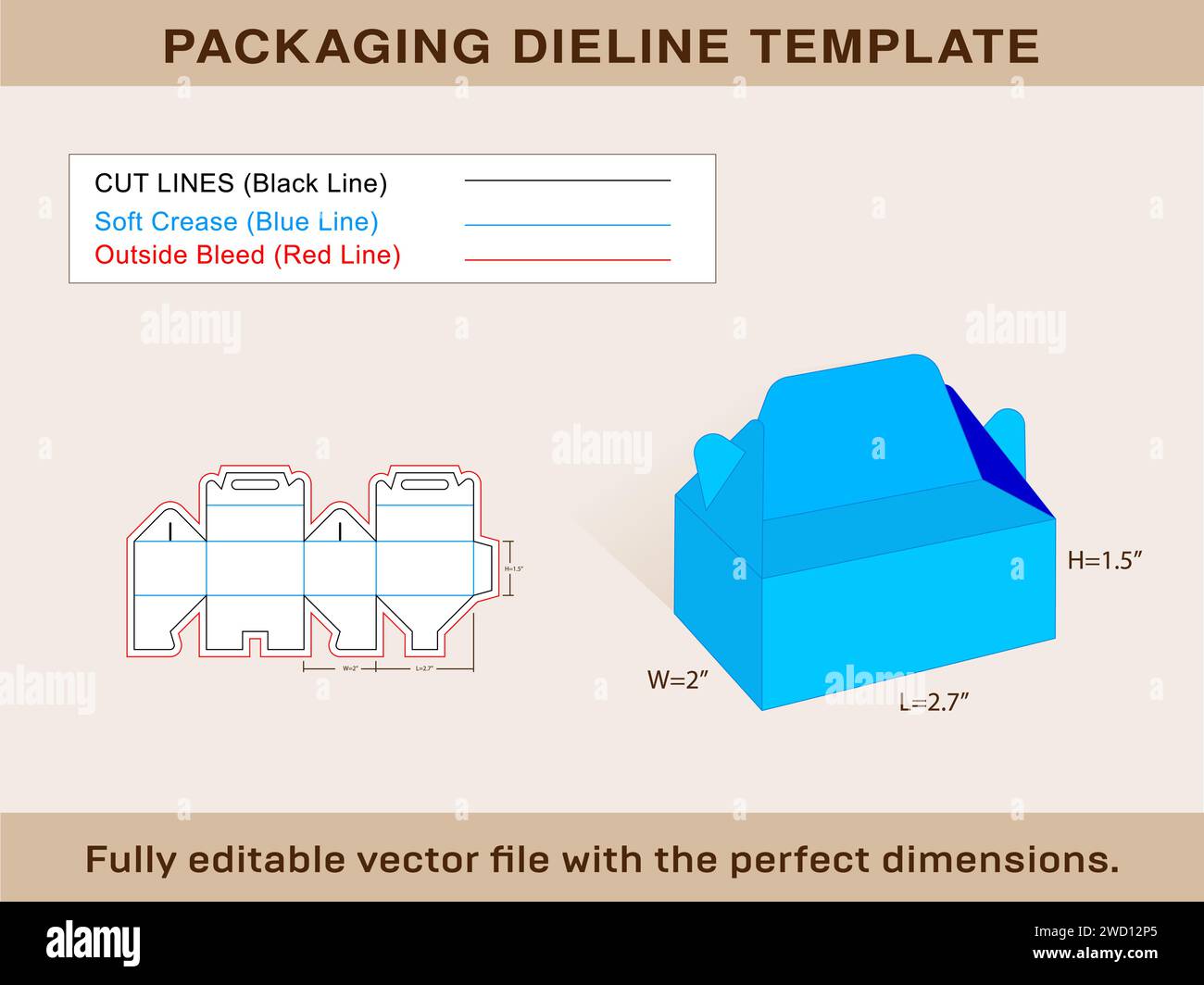 Large Gable Box, Gift Box Template, Editable Vector File Stock Vector ...