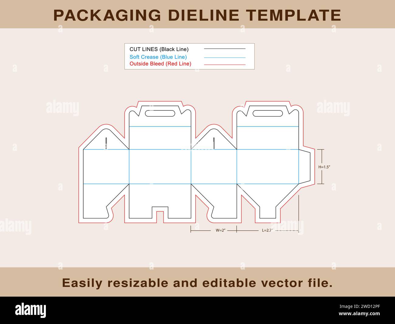 Large Gable Box, Gift Box Template, Editable Vector File Stock Vector ...
