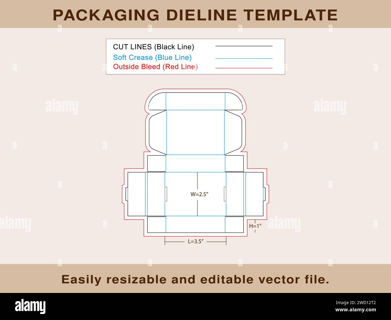 Mailer Box, Gift Box, Storage Box Dieline Template, Vector File Stock ...