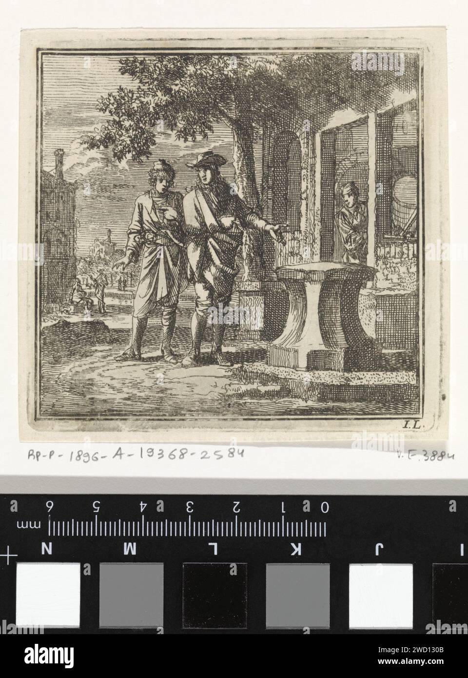 Two men in an anvil, Jan Luyken, 1711 print Amsterdam paper etching ...