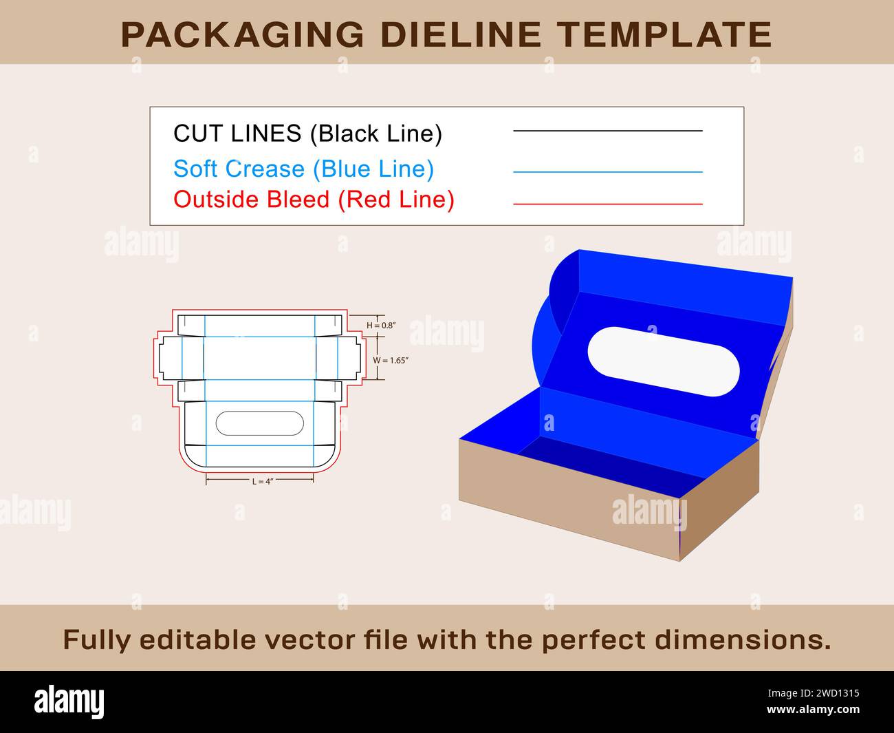 Rectangle Box With Display Dieline Template and 3d box, Vector File Stock Vector Image & Art - Alamy