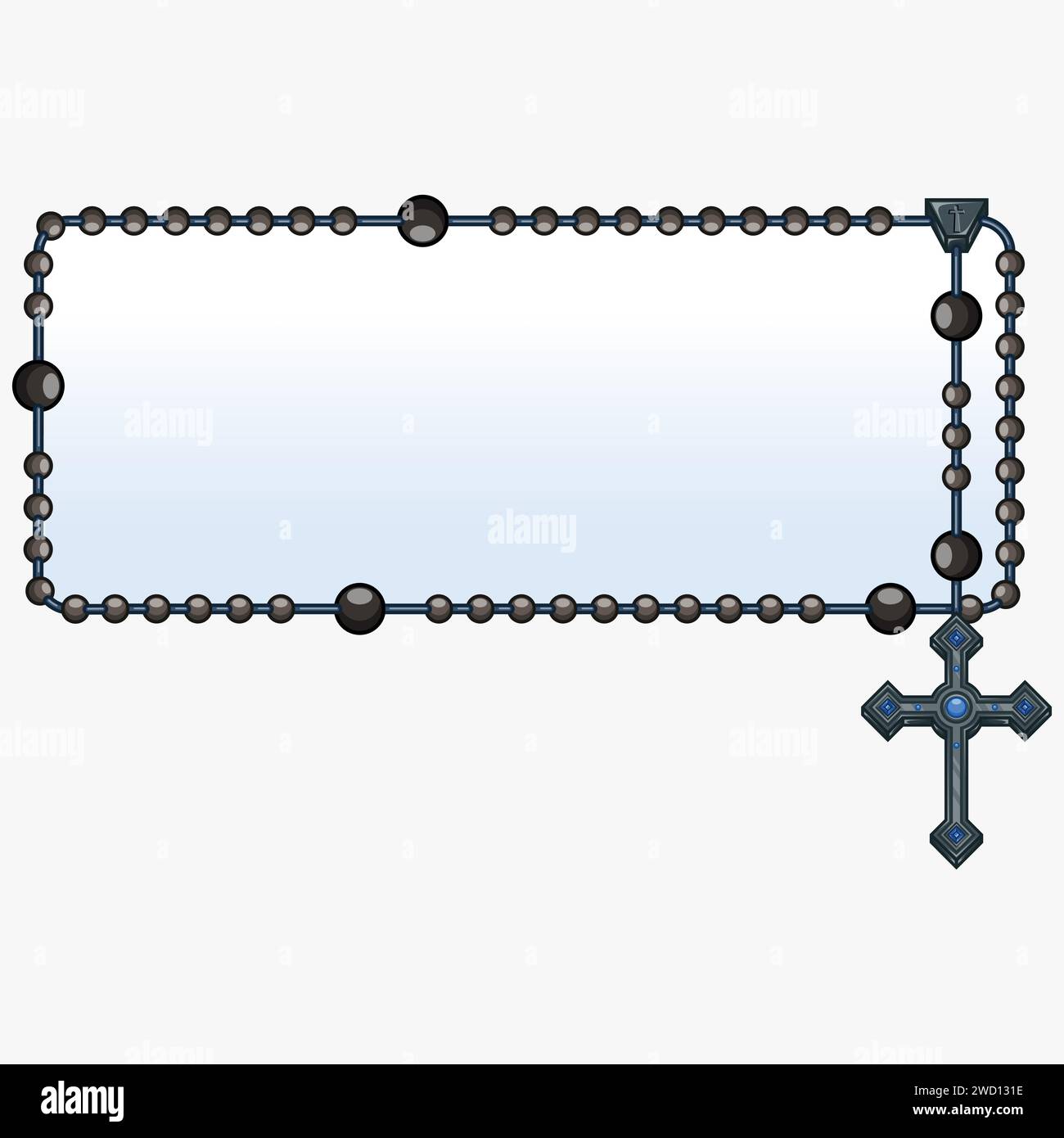 Vector design of frame for photography with Catholic rosary, rosary with Christian cross with ...