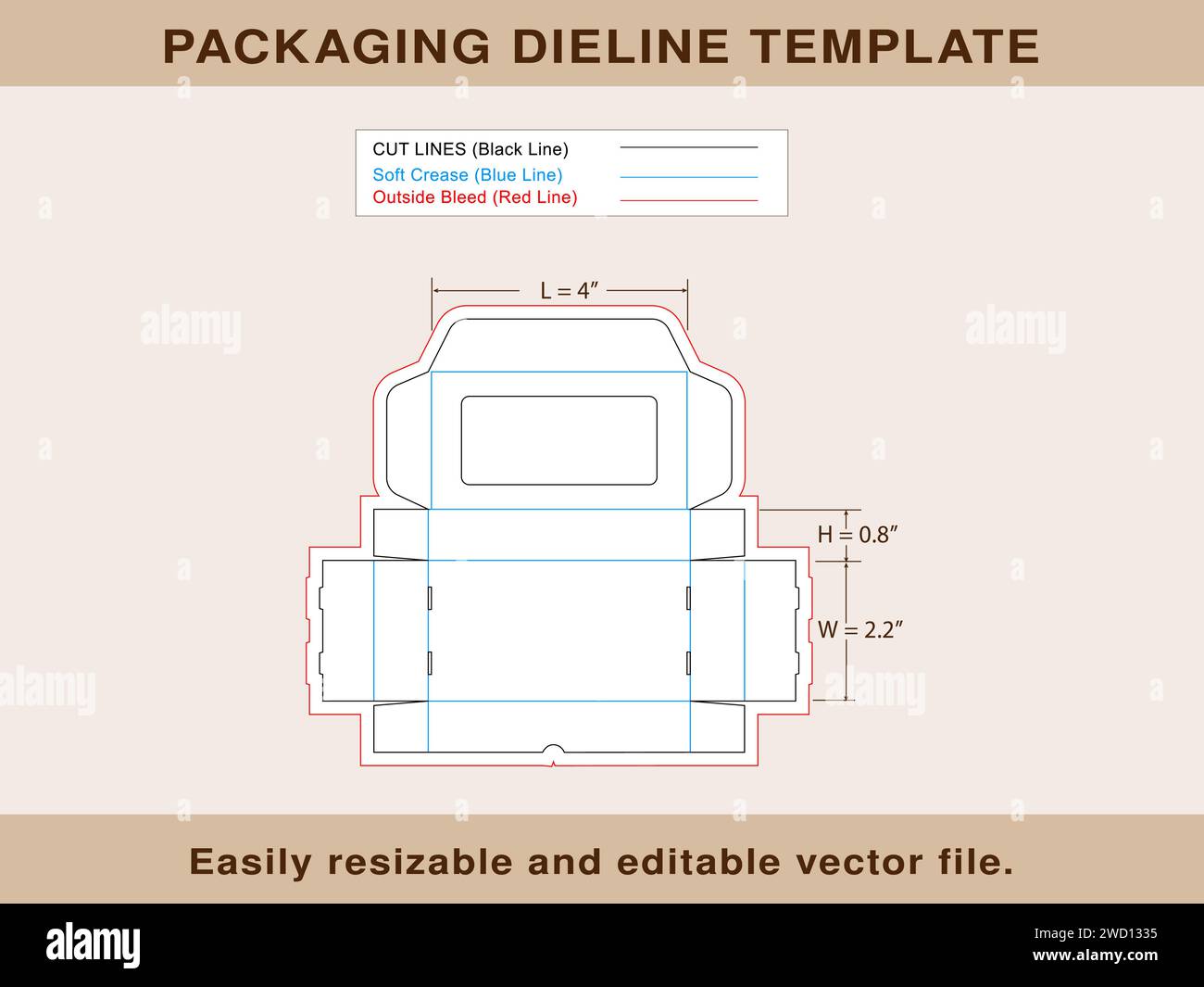 Rectangle Box, Gift Box, Dieline Template, Vector File Stock Vector ...