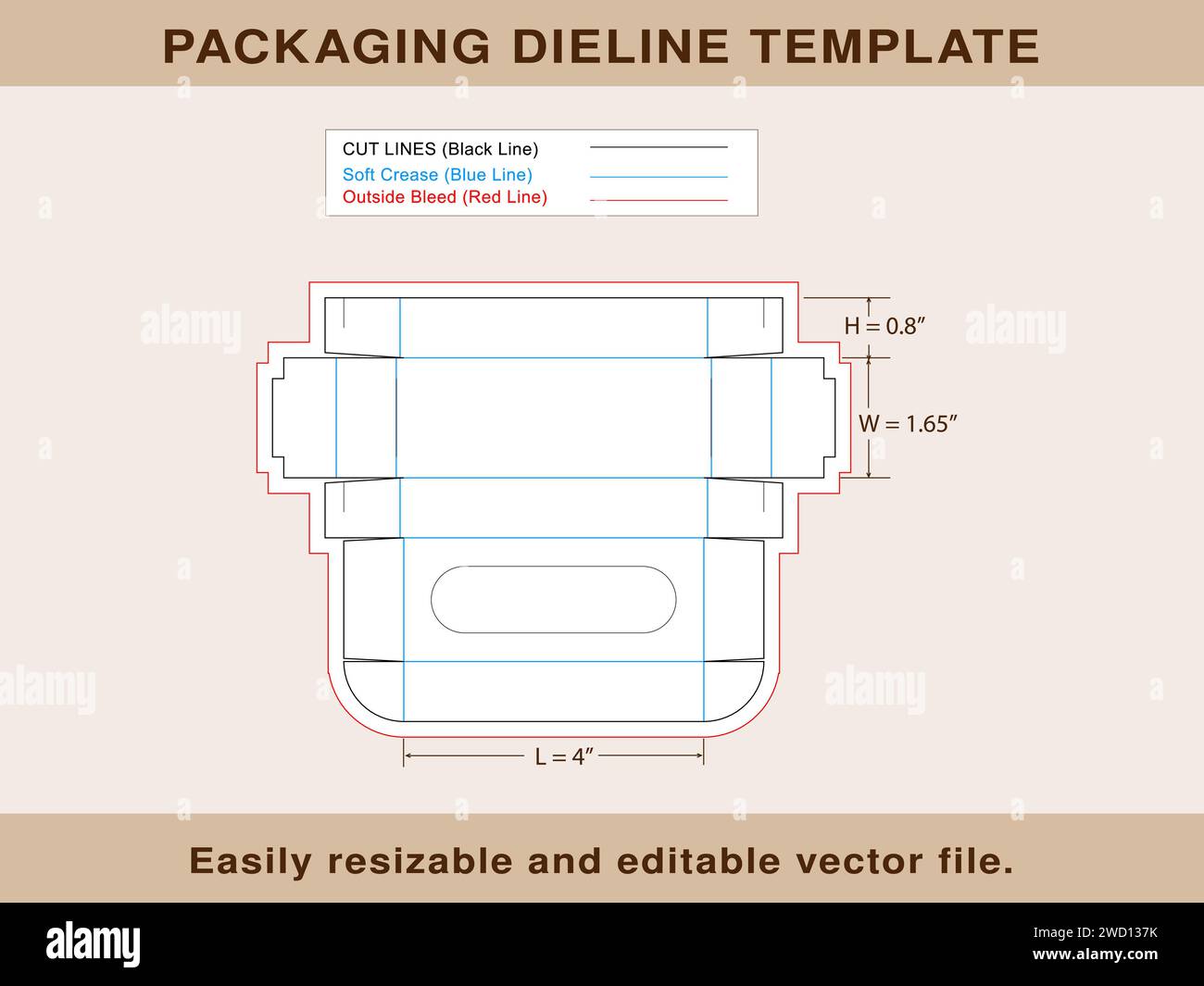 Rectangle Box With Display Dieline Template, Vector File Stock Vector ...