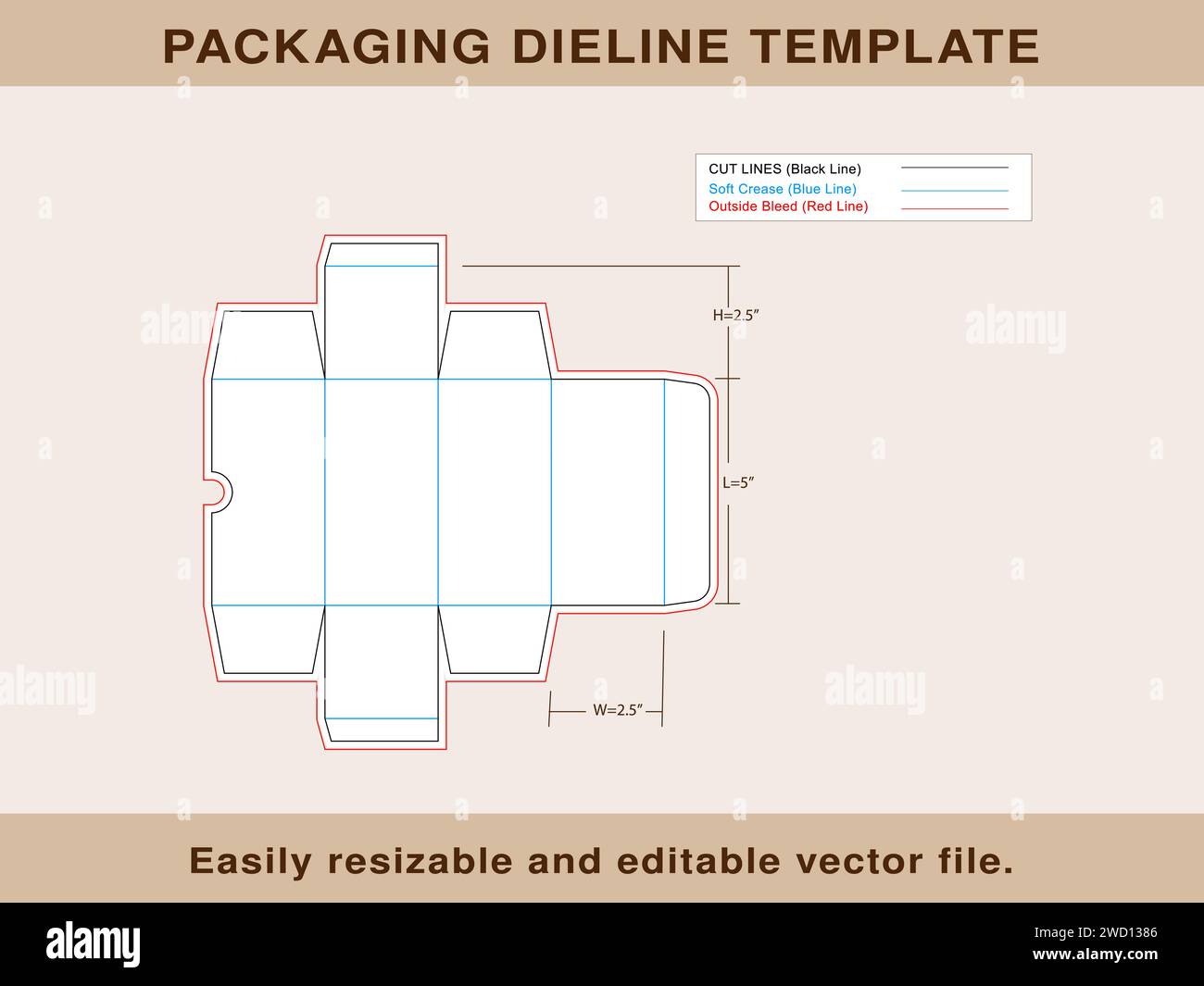 Rectangular Box, Box Dieline Template, Editable Vector File Stock ...