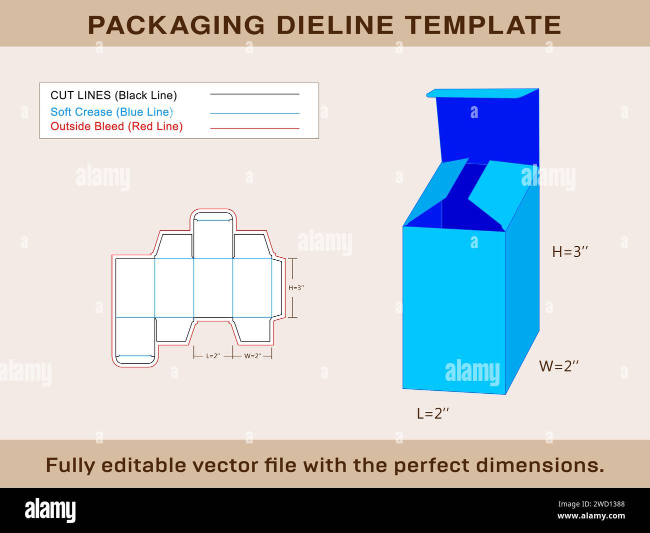 Rivers Tuck End Box, Storage Box, Gift Box, Dieline Template and 3d box ...