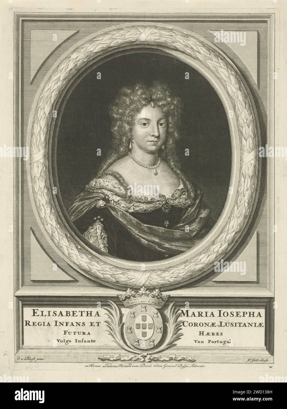 Portrait of Princess Elisabeth Maria van Portugal, Jacob Gole, after ...