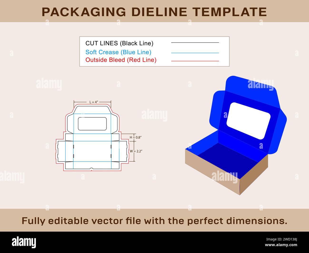 Rectangle Box, Gift Box, Dieline Template, Vector File Stock Vector ...