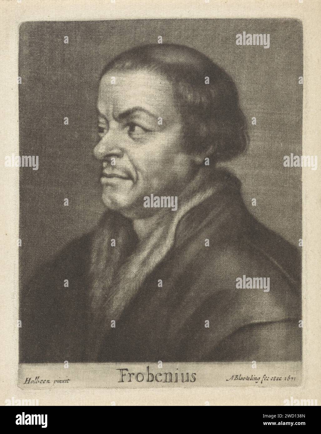 Portrait van Johann Froben, Abraham Bloteling, after Hans Holbein (II ...