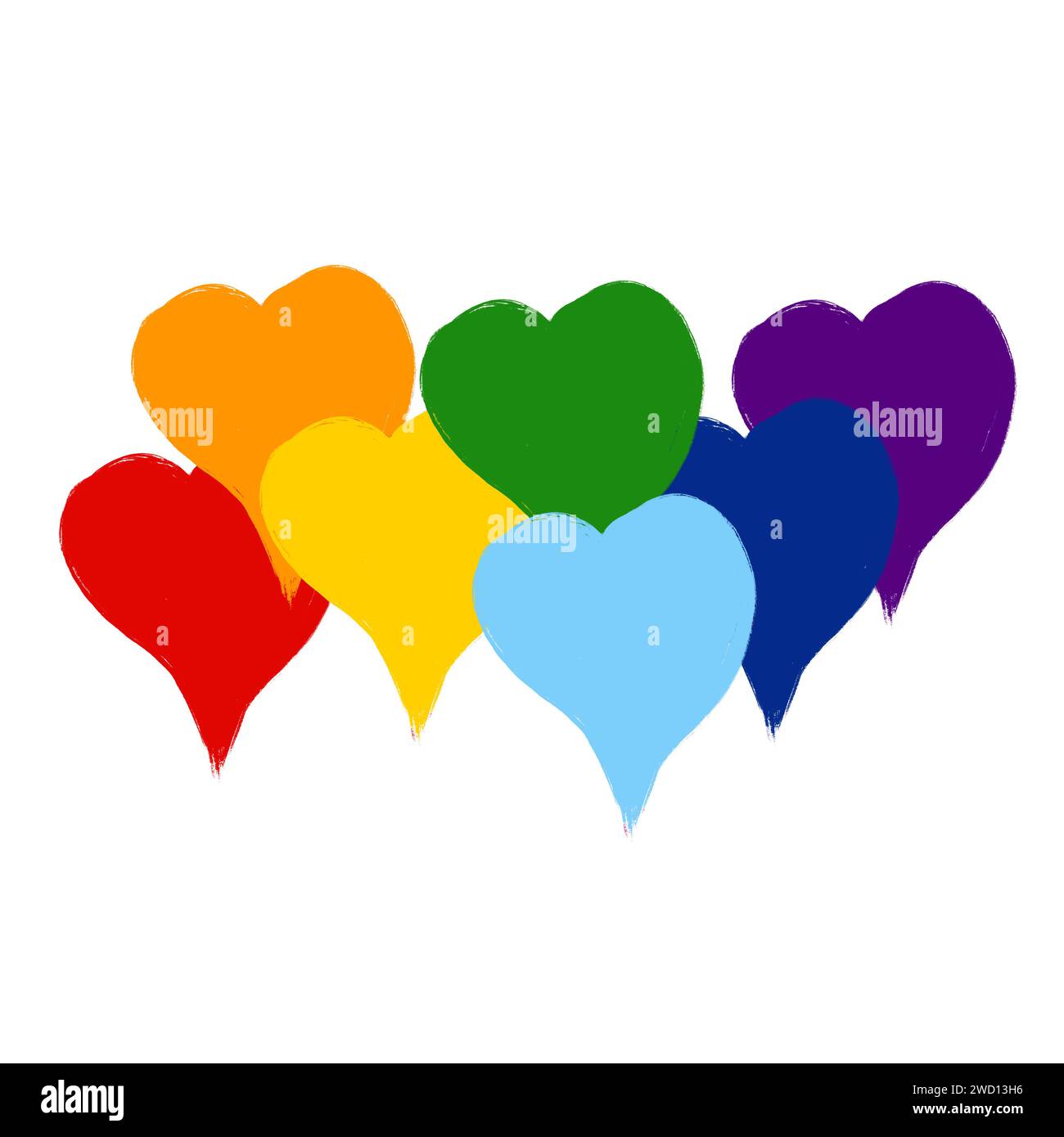 Hand drawn illustration of LGBTQ flag pride flag in heart shape with ...