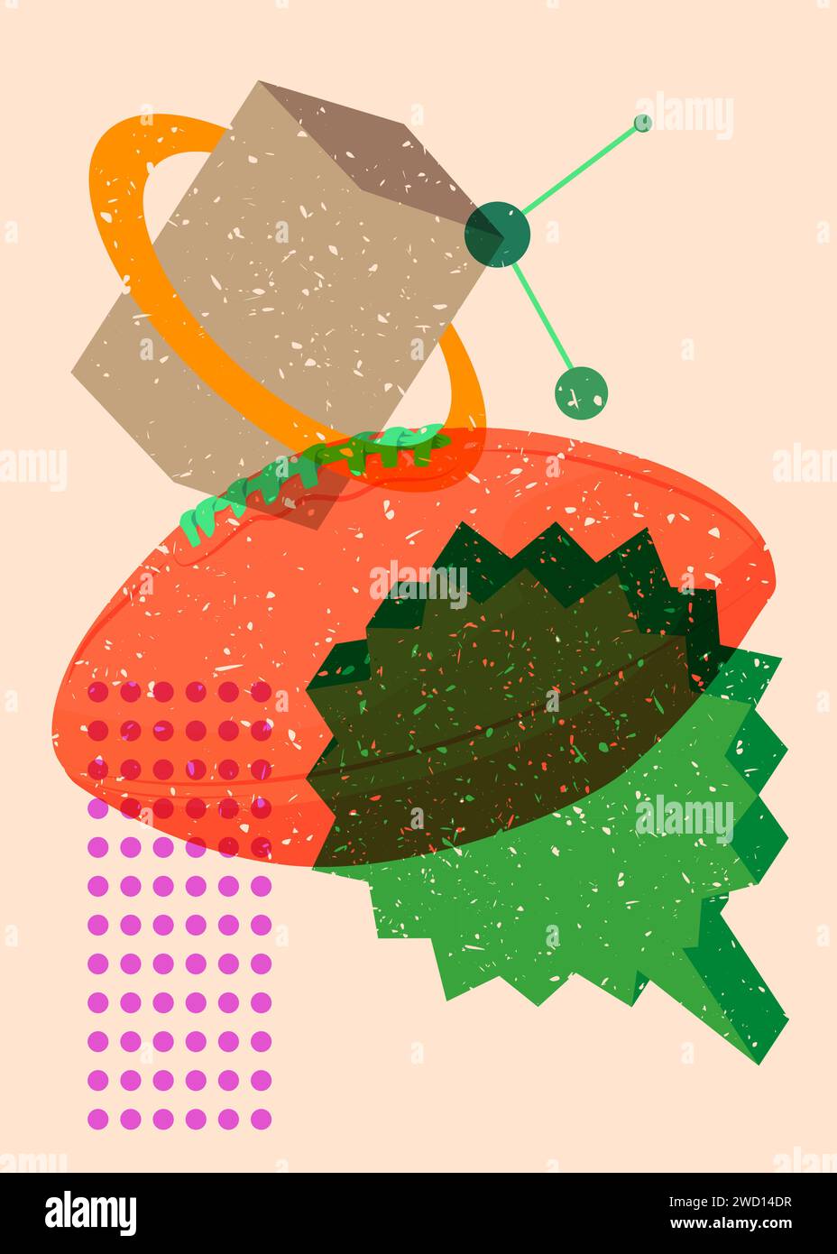 Risograph American Football Ball with speech bubble with geometric ...